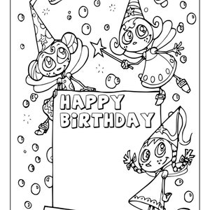 Printable Happy Birthday Card Coloring Pages for Kids and Adults | 55 ...