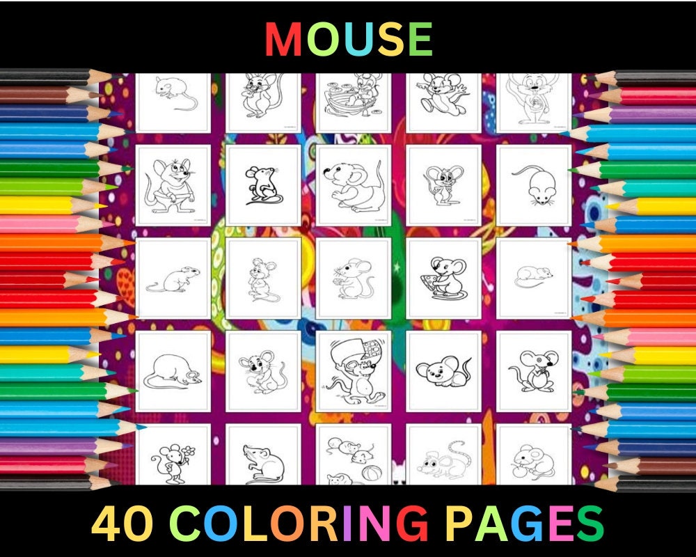 Printable Mouse Coloring Pages for Kids & Adults 40 Pages Instant ...