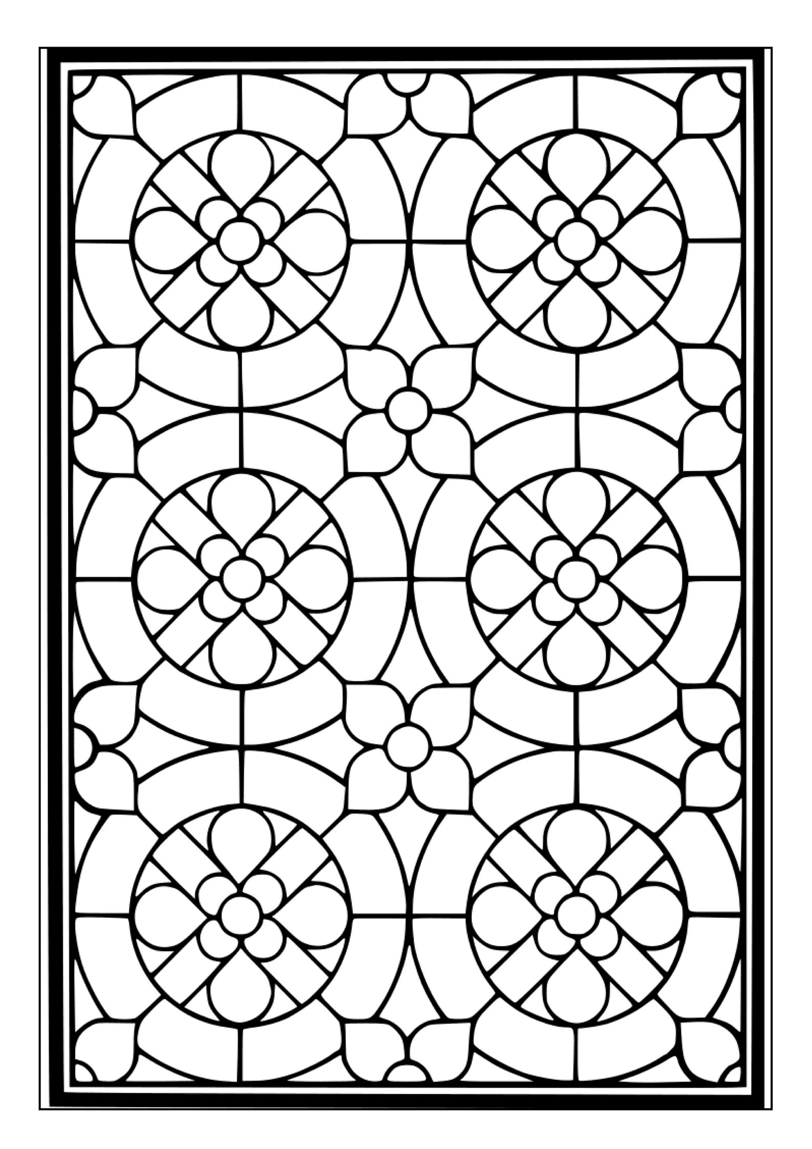 Printable Stained Glass Coloring Pages for Kids and Adults | 90 Pages ...