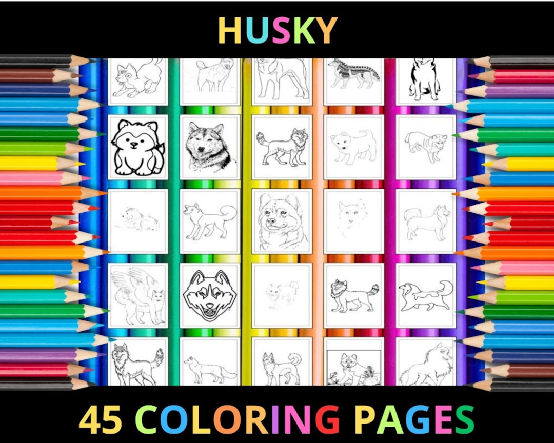 Printable Husky Coloring Pages for Kids and Adults | 45 Pages | Instant ...
