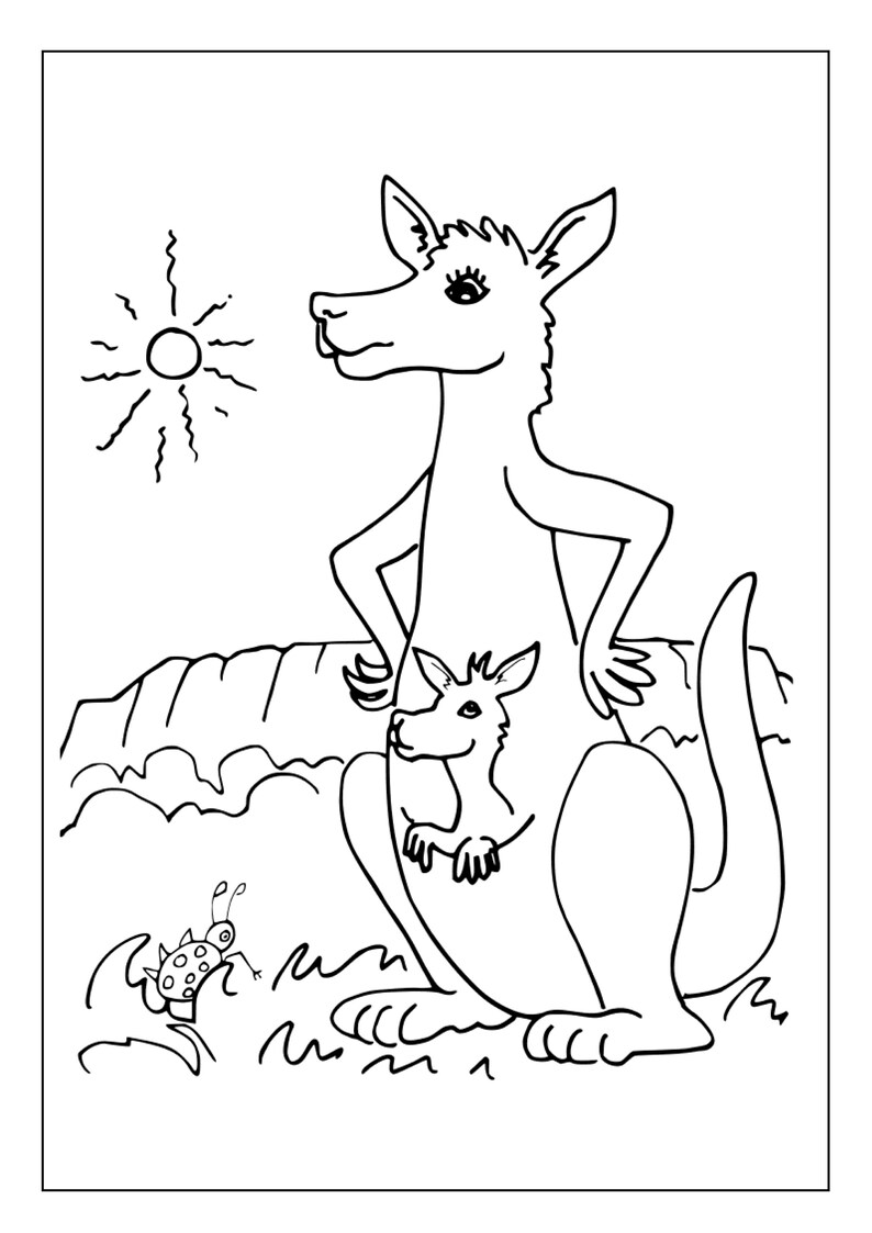 Printable Kangaroo Coloring Pages for Kids & Adults 45 Pages Instant ...
