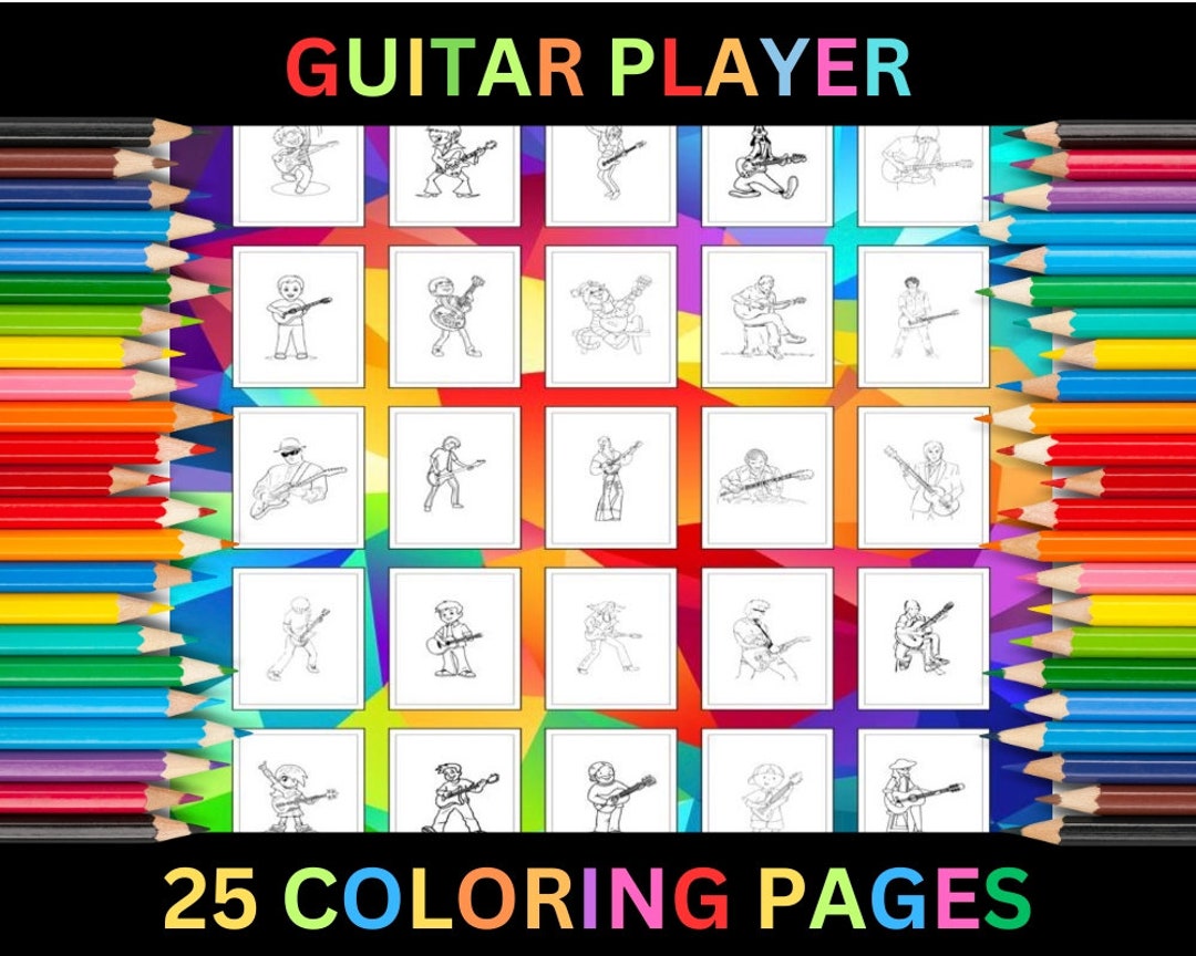 Printable Guitar Player Coloring Pages for Kids & Adults | 25 Pages ...