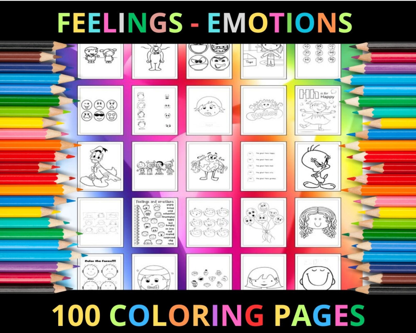 Printable Feelings Coloring Pages for Kids & Adults | 100 Pages ...
