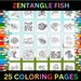 Printable Zentangle Fish Coloring Pages for Kids & Adults | 25 Pages ...