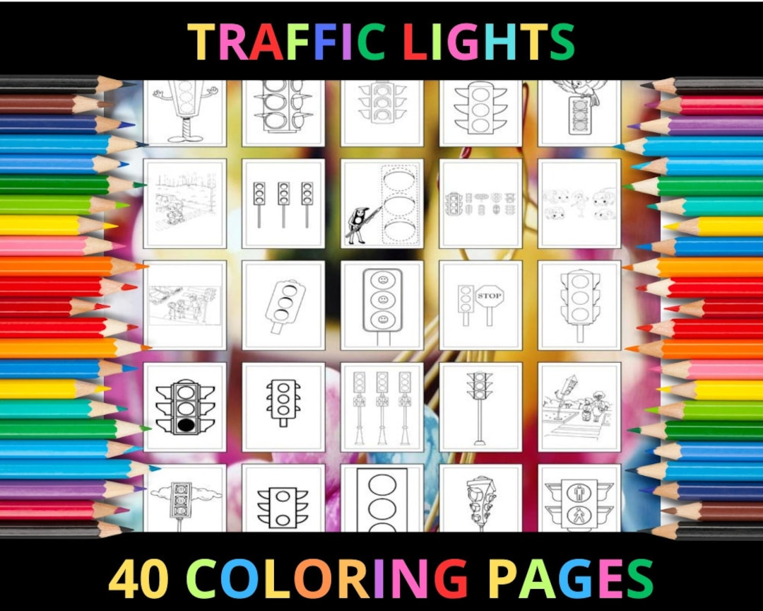 Printable Traffic Lights Coloring Pages for Kids and Adults | 40 Pages ...