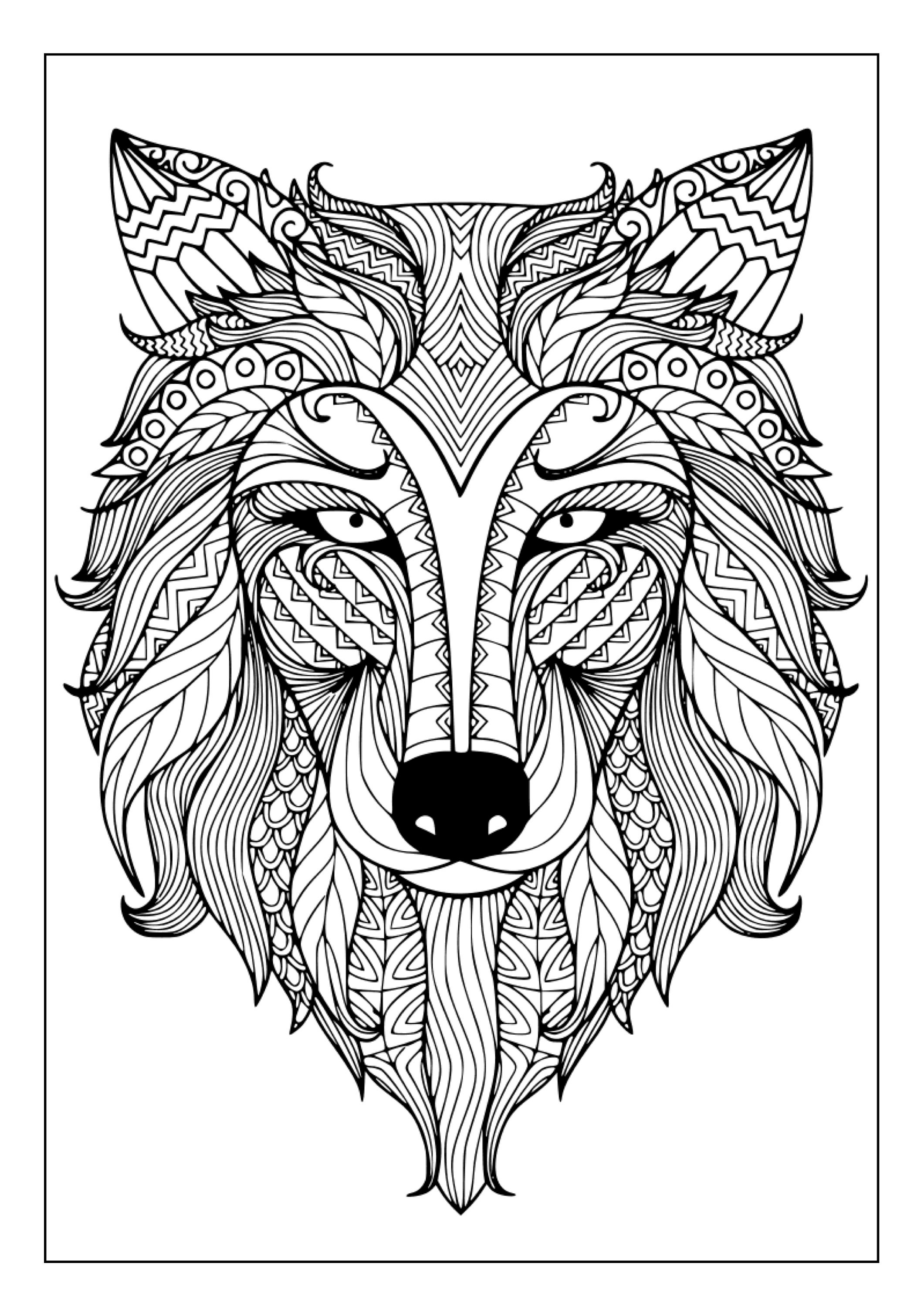 Printable Wolf Coloring Pages for Kids & Adults | 75 Pages | Instant ...