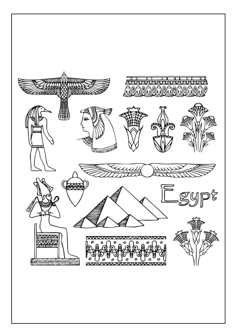 Printable Egypt Coloring Pages for Kids & Adults | 65 Pages | Digital ...