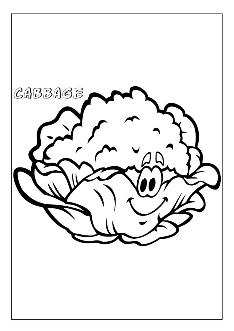 Printable Cabbage Coloring Pages for Kids & Adults | 30 Pages | Instant ...