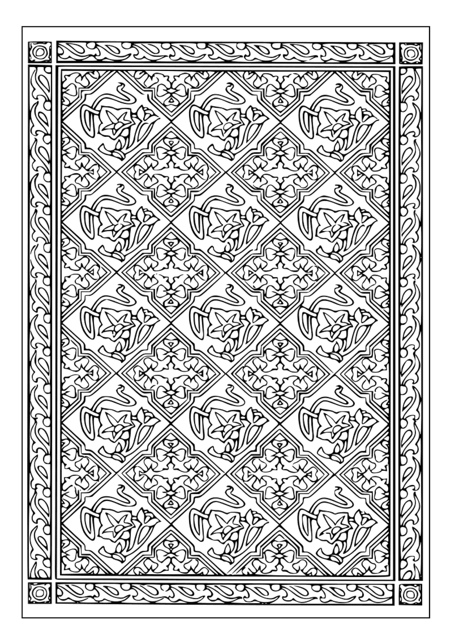 Printable Tiles Coloring Pages for Kids & Adults | 30 Pages | Instant ...