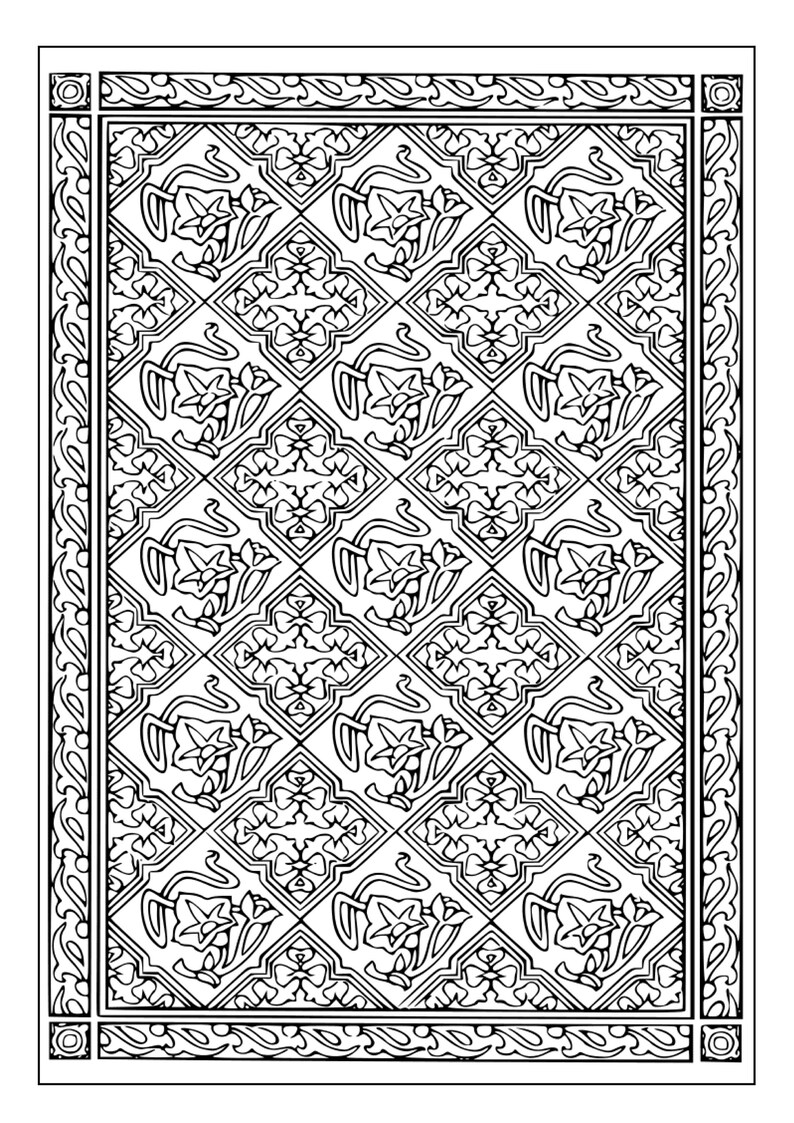 Printable Tiles Coloring Pages for Kids & Adults | 30 Pages | Instant ...