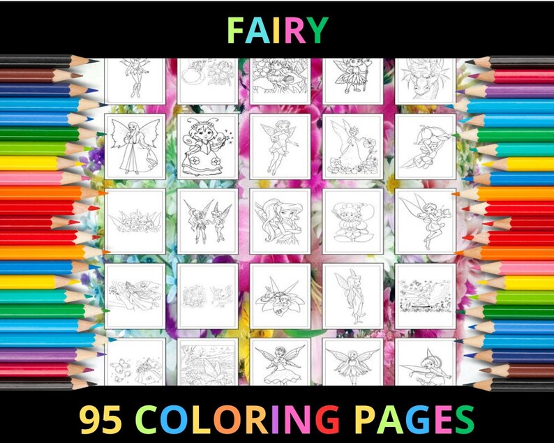 Printable Fairy Coloring Pages for Kids and Adults | 95 Pages | Instant ...