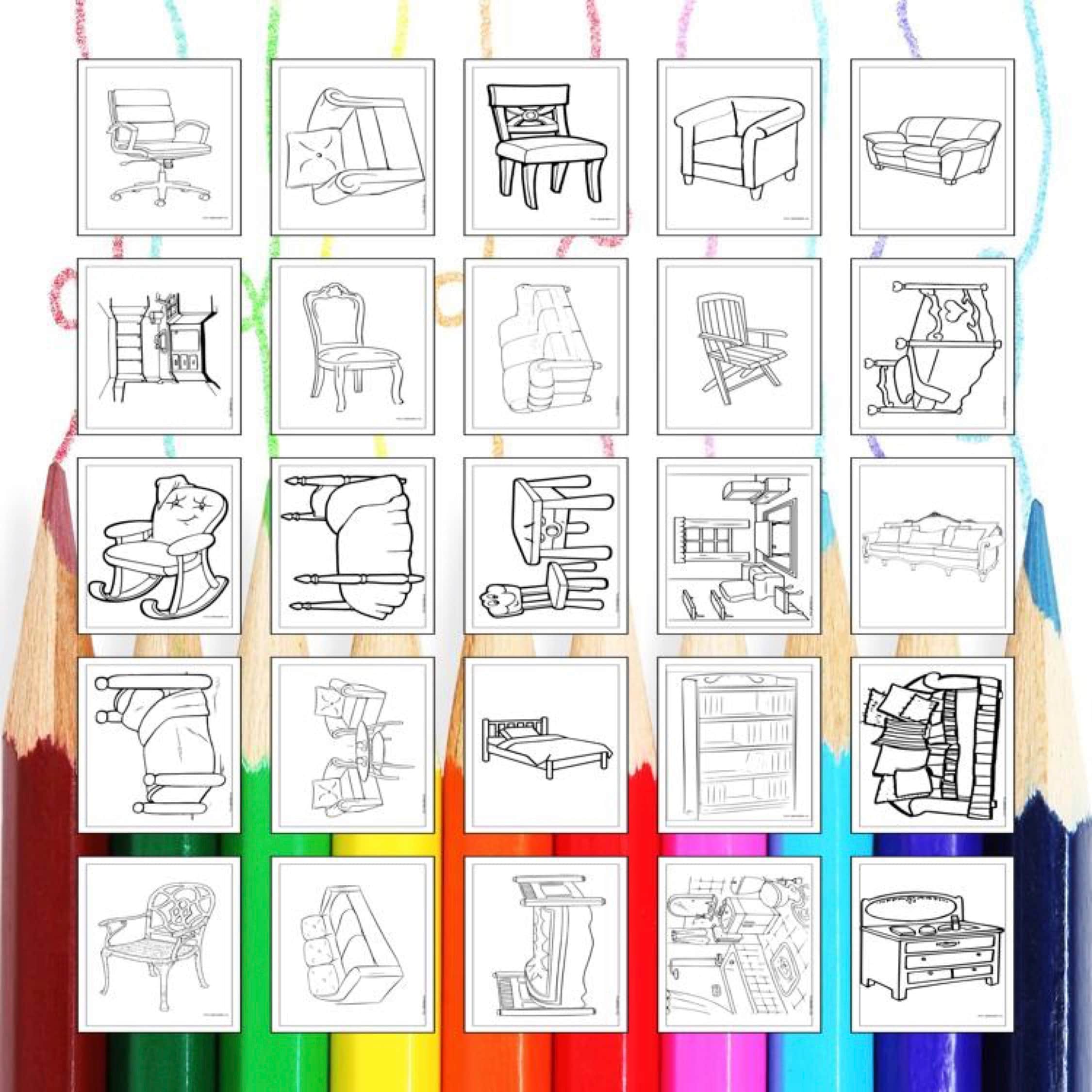 Printable Furniture Coloring Pages for Kids & Adults | 45 Pages ...
