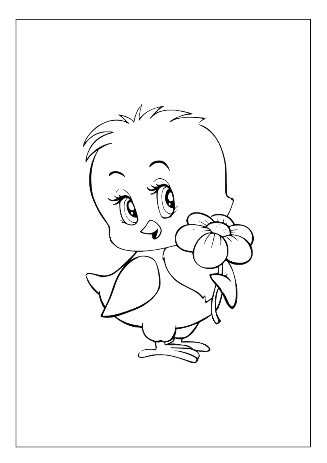 Printable Baby Chick Coloring Pages for Kids & Adults 25 Pages Instant ...