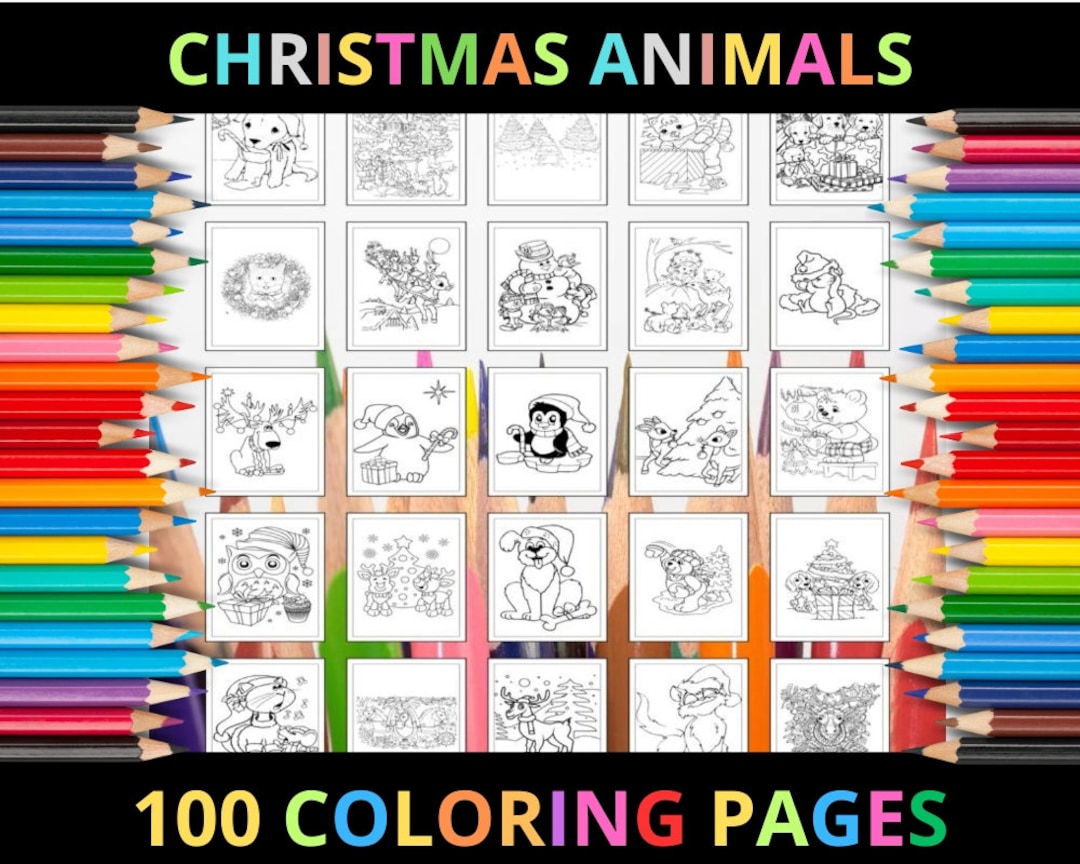Printable Christmas Animals Coloring Pages for Kids & Adults, 100 Pages ...