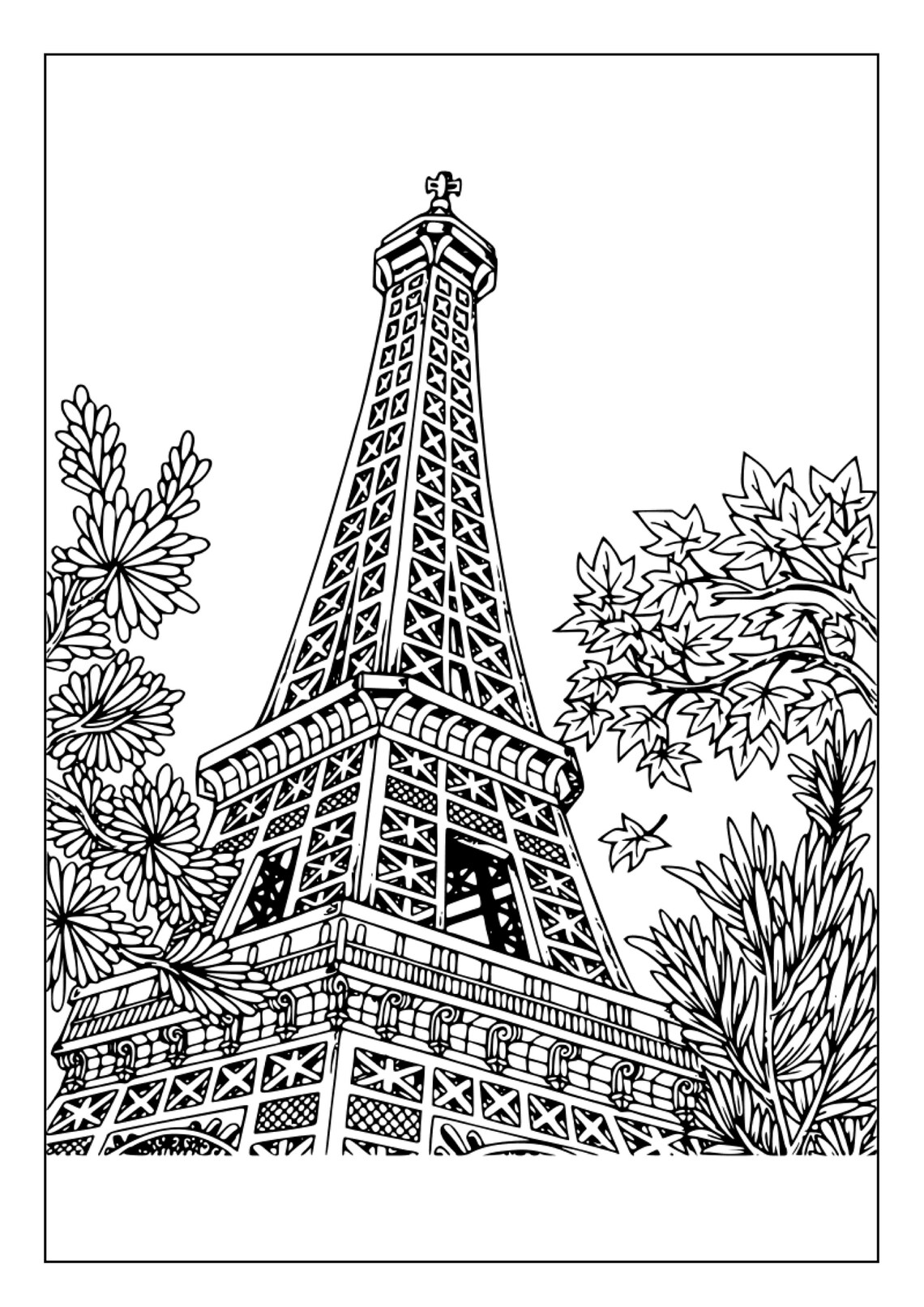Printable Eiffel Tower Coloring Pages for Kids and Adults | 60 Pages ...