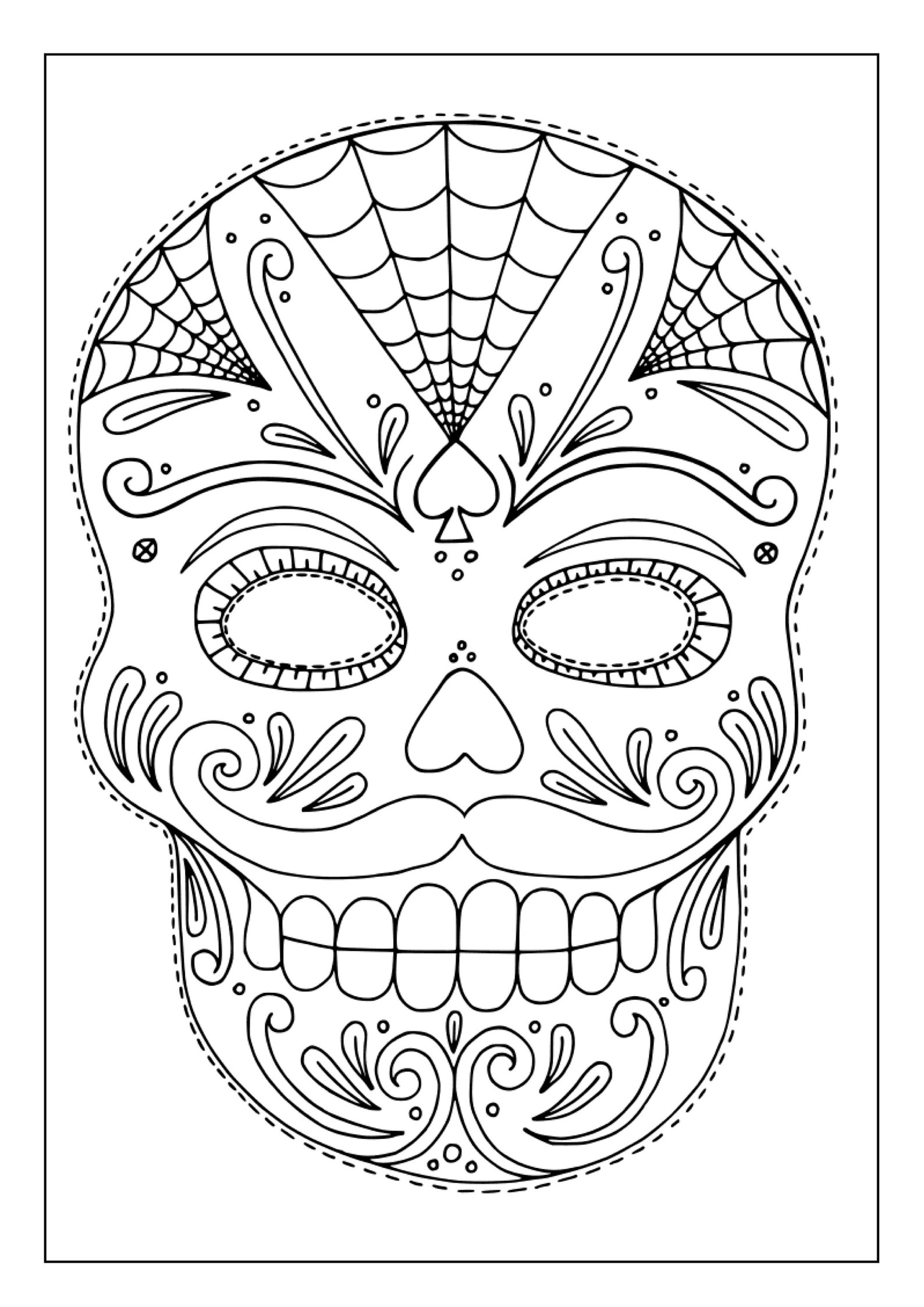 Printable Halloween Masks Coloring Pages for Kids and Adults | 90 Pages ...