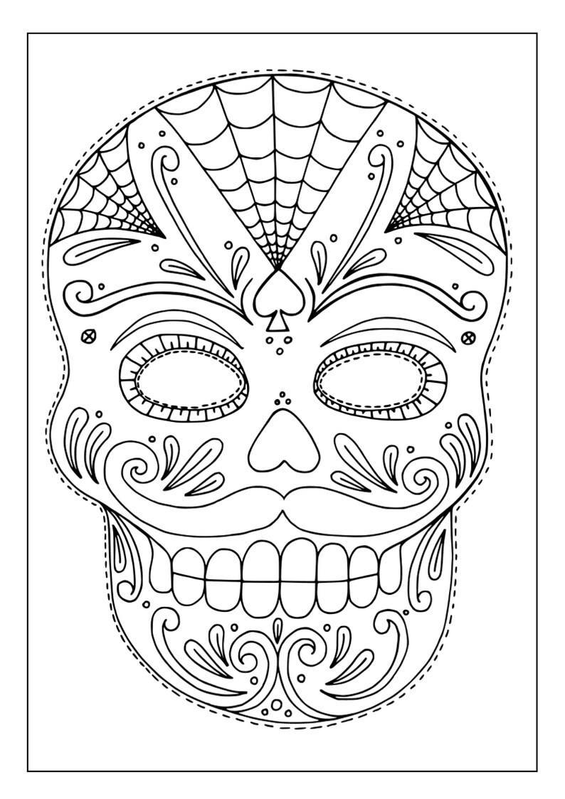 Printable Halloween Masks Coloring Pages for Kids and Adults | 90 Pages ...