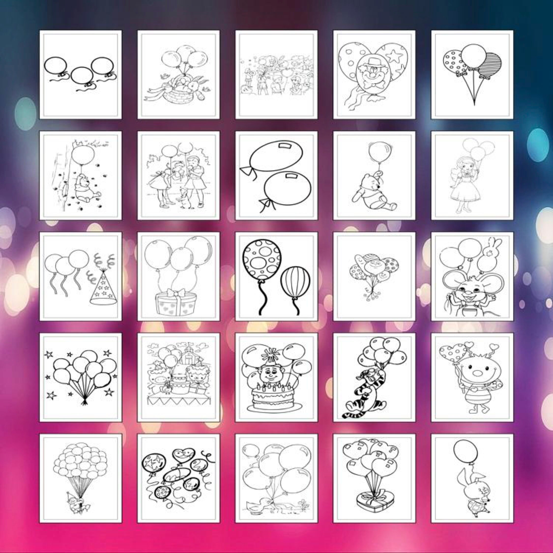 Printable Balloons Coloring Pages for Kids & Adults | 70 Pages |instant ...