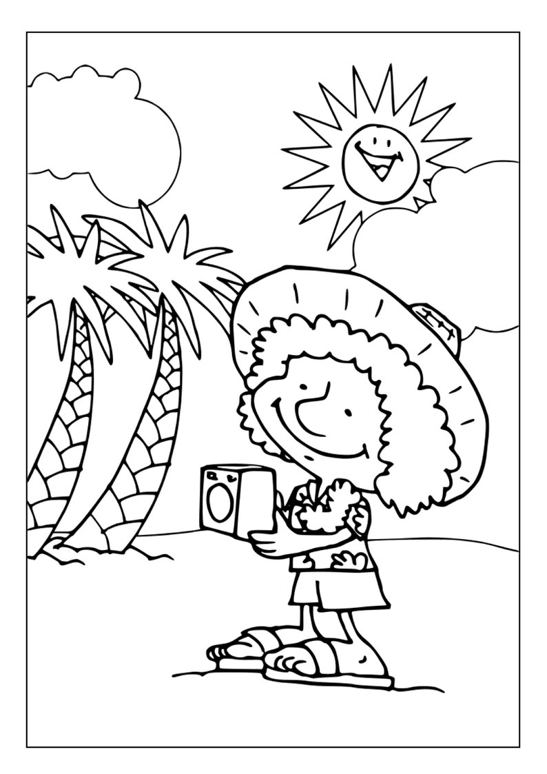 Printable Tourist Coloring Pages for Kids & Adults | 30 Pages | Instant ...