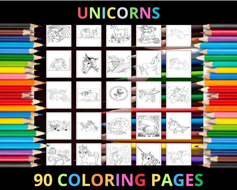 Printable Unicorns Coloring Pages for Kids and Adults | 90 Pages ...