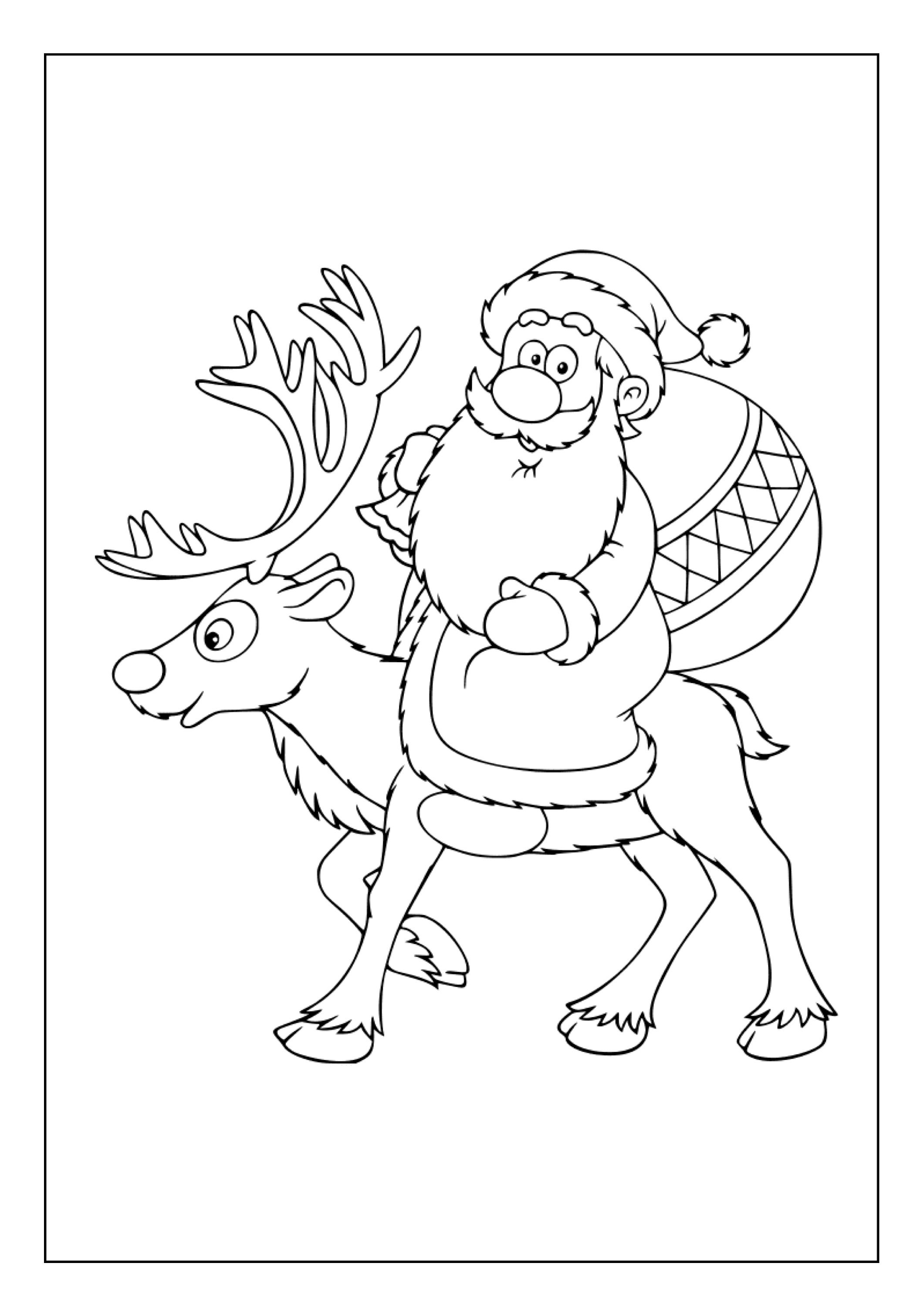 Printable Christmas Santa & Reindeer Coloring Pages for Kids - Etsy