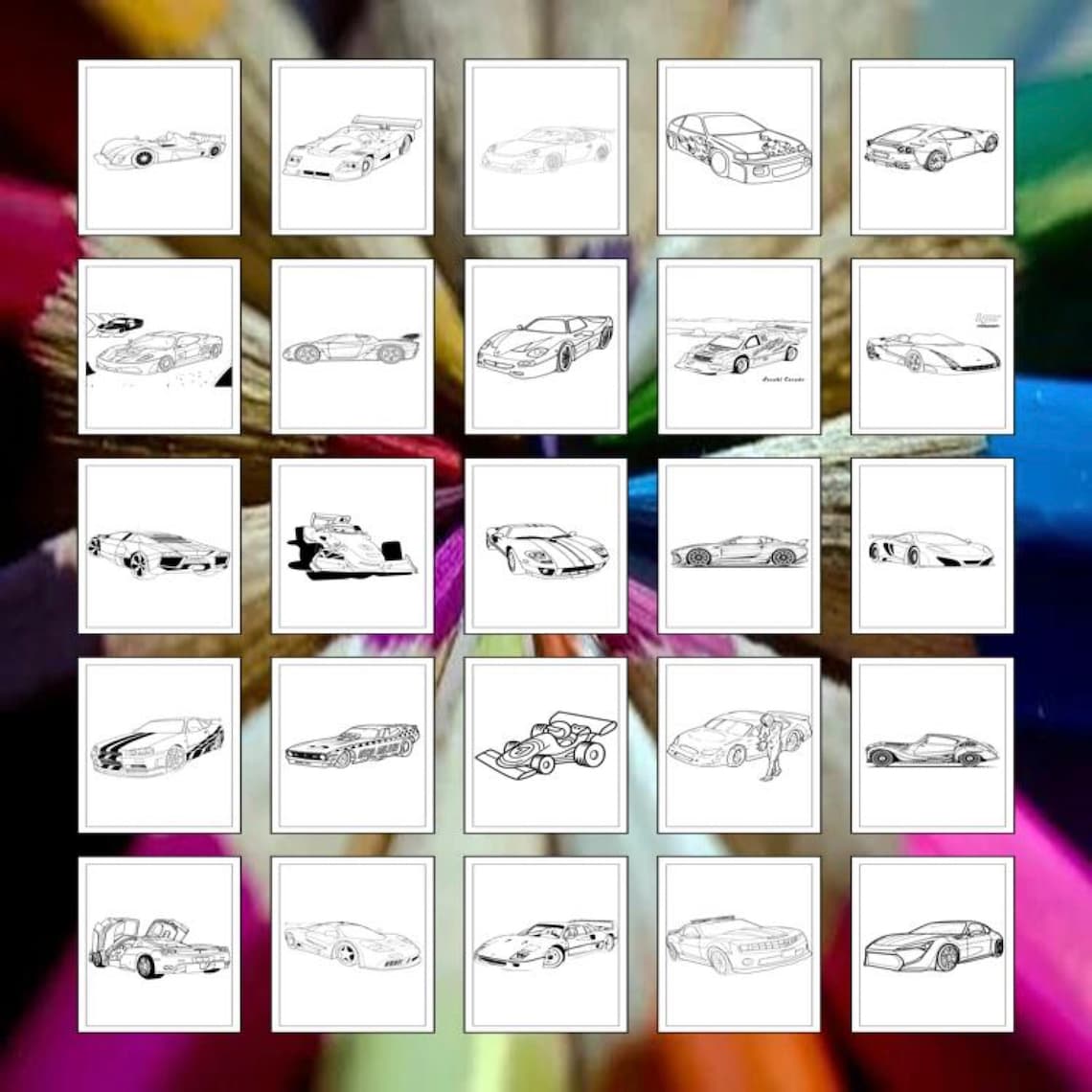 Printable Racing Cars Coloring Pages for Kids & Adults 75 - Etsy