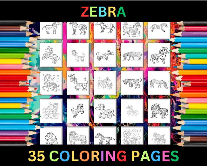 Printable Zebra Coloring Pages for Kids & Adults 35 Pages Instant ...