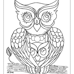 Printable Owl Coloring Pages for Kids and Adults | 100 Pages | Instant ...