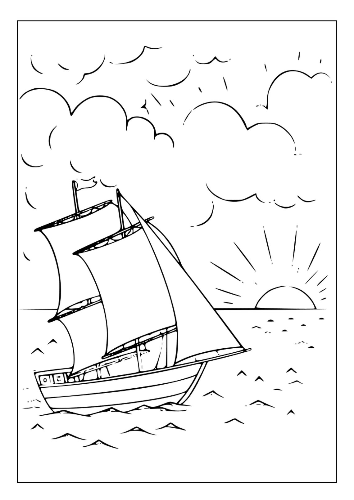 Printable Sunset Coloring Pages for Kids and Adults 50 Pages Instant ...