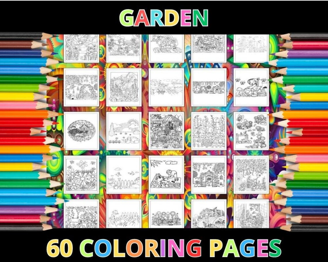 Printable Garden Coloring Pages for Kids & Adults | 60 Pages | Instant ...