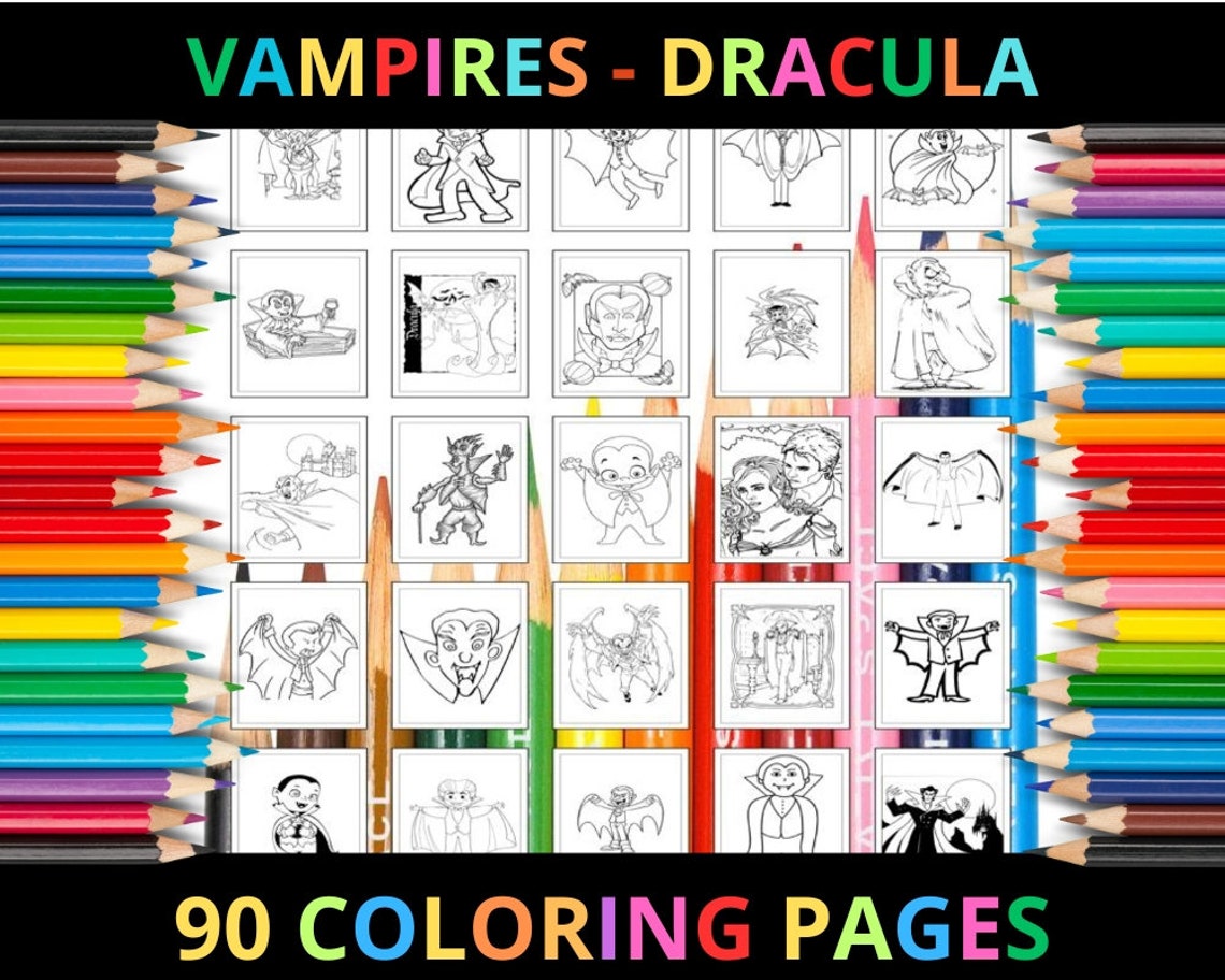 Printable Dracula Coloring Pages for Kids and Adults 90 - Etsy Australia
