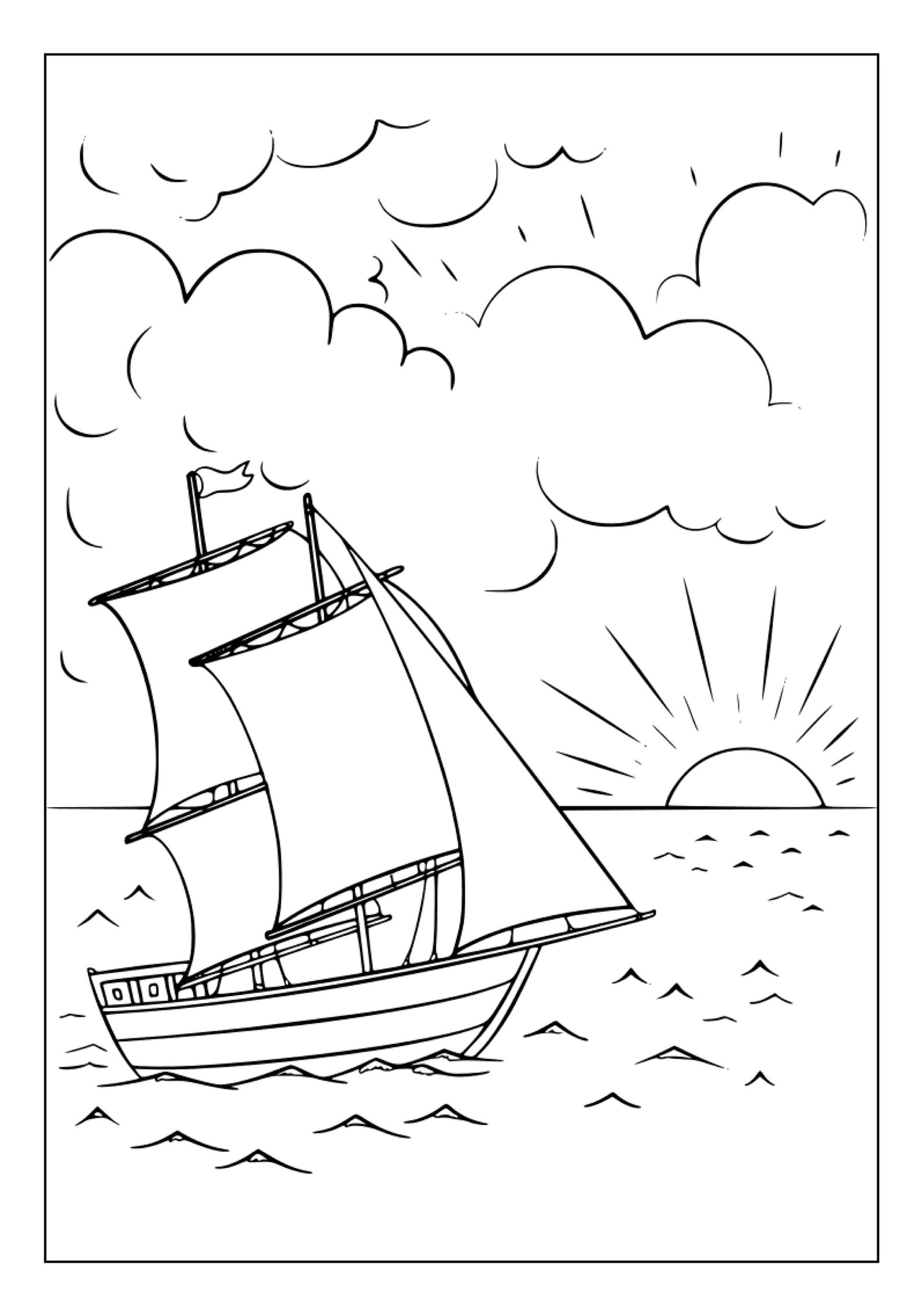 Printable Sailboat Coloring Pages for Kids & Adults | 40 Pages ...