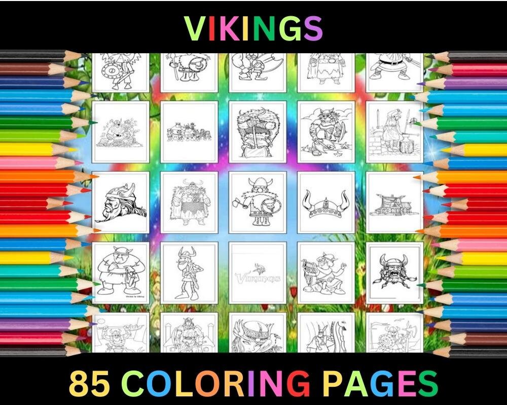 Printable Vikings Coloring Pages for Kids & Adults 85 Pages Digital ...