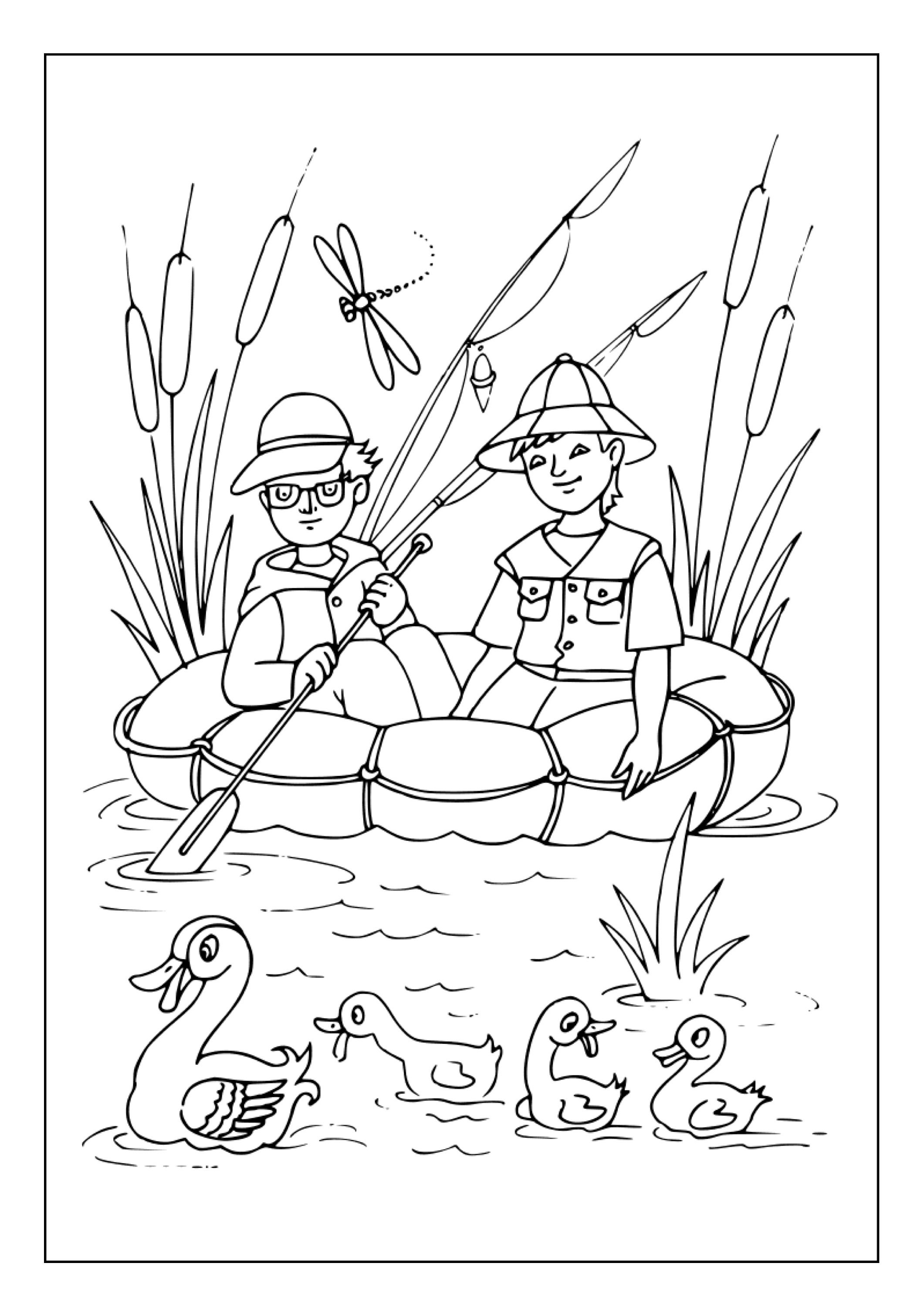 Printable Fishing Coloring Pages for Kids & Adults | 30 Pages | Instant ...