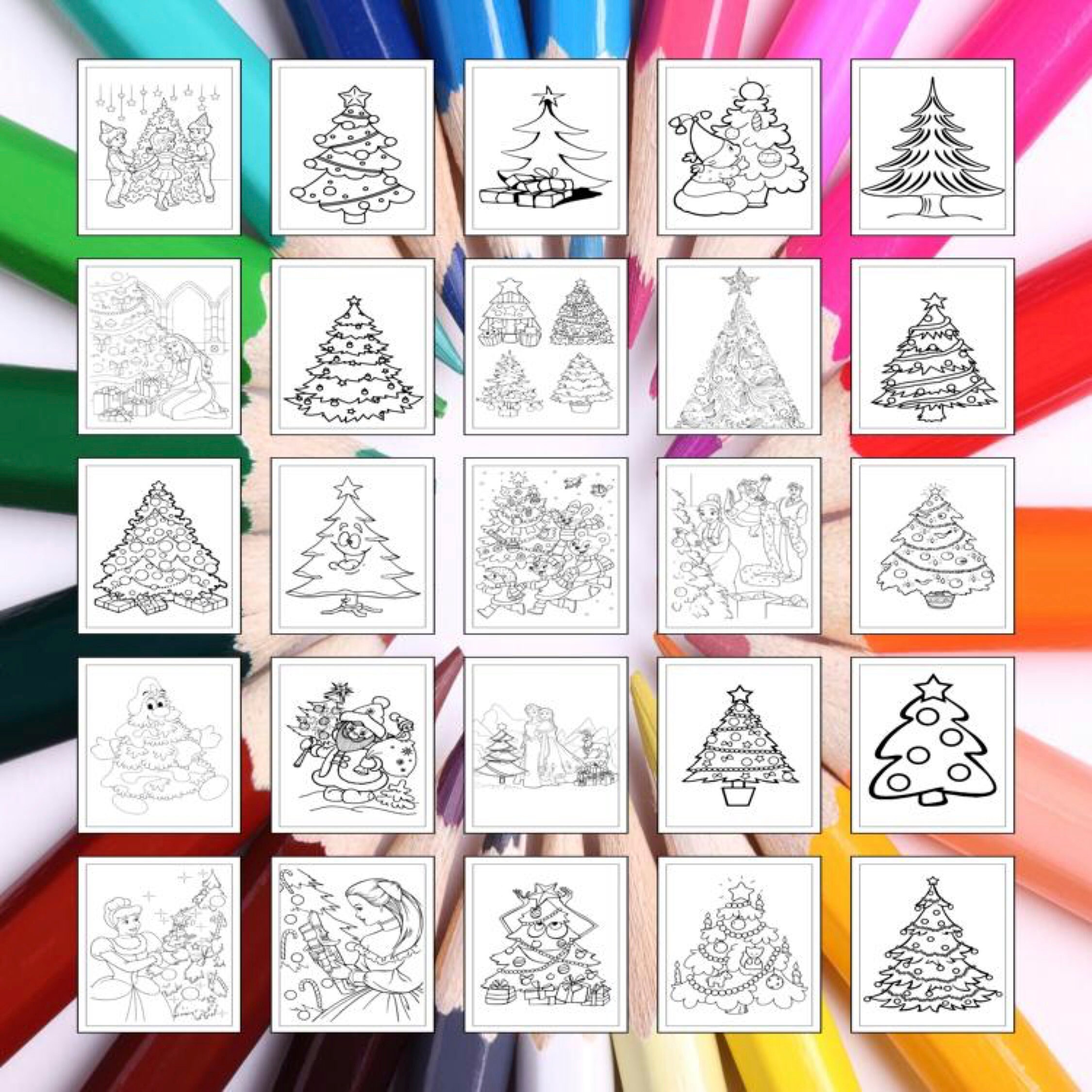 Printable Christmas Tree Coloring Pages for Kids and Adults 100 Pages ...