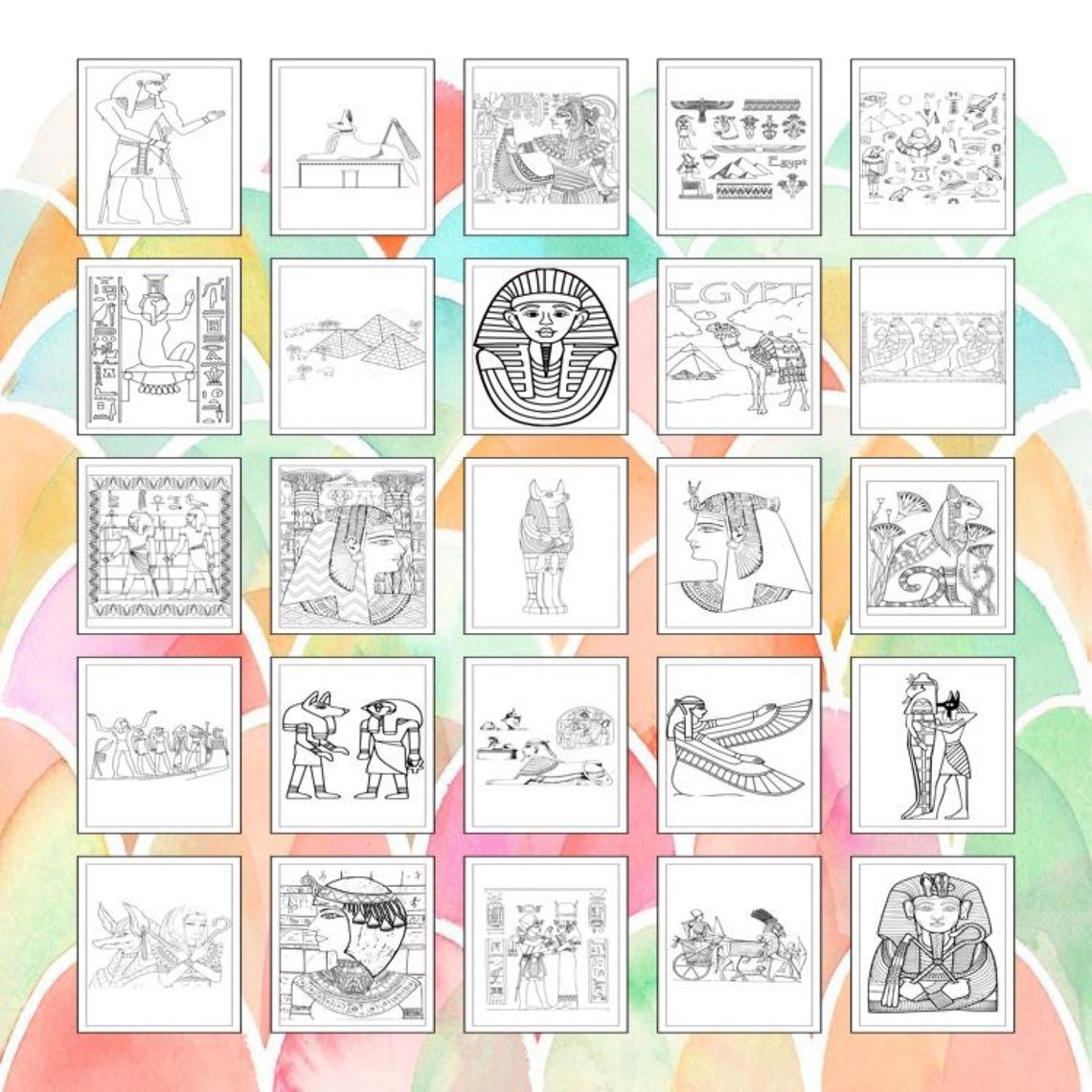 Printable Egypt Coloring Pages for Kids & Adults | 65 Pages | Digital ...