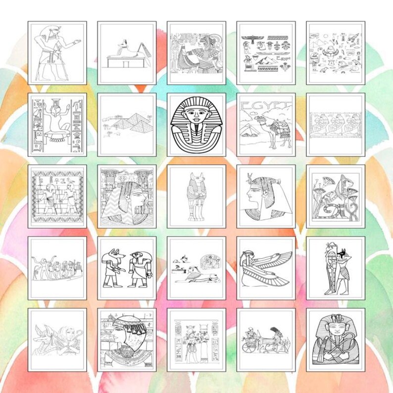 Printable Egypt Coloring Pages for Kids & Adults | 65 Pages | Digital ...