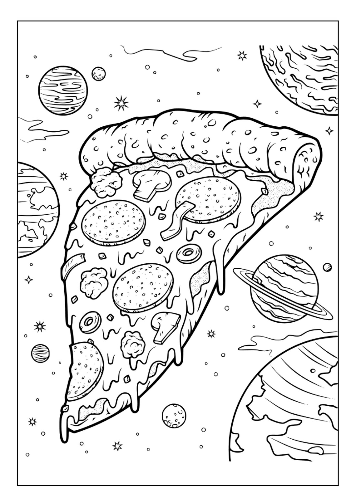 Printable Pizza Coloring Pages for Kids and Adults 90 Pages Instant ...