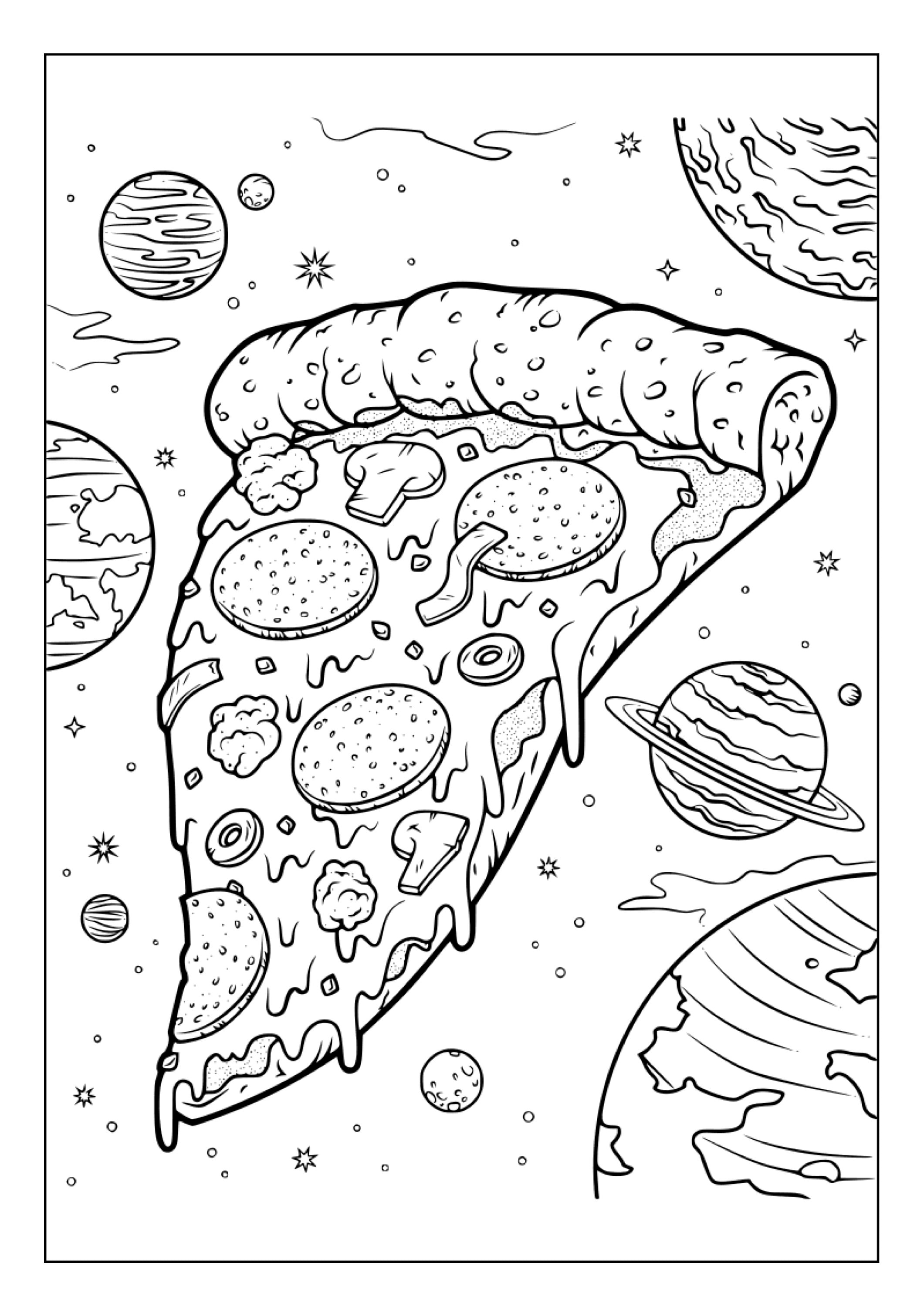 Printable Pizza Coloring Pages for Kids and Adults 90 Pages Instant ...