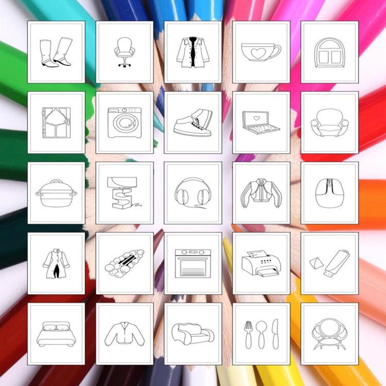 Printable Household Items Coloring Pages for Kids & Adults | 45 Pages ...
