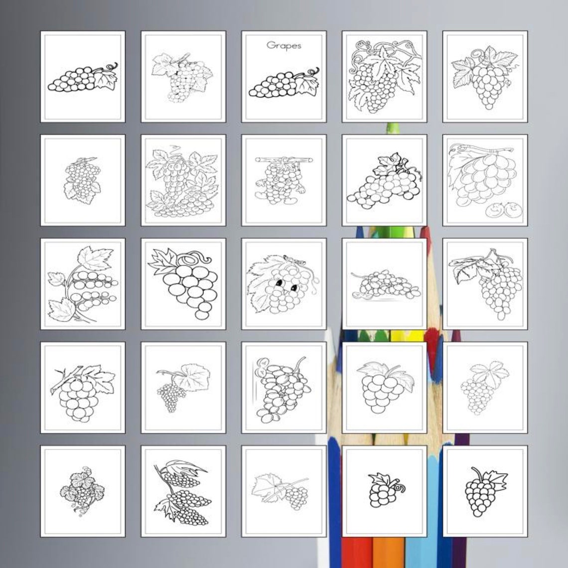 Printable Grapes Coloring Pages for Kids & Adults | 30 Pages | Instant Digital Download PDF ...