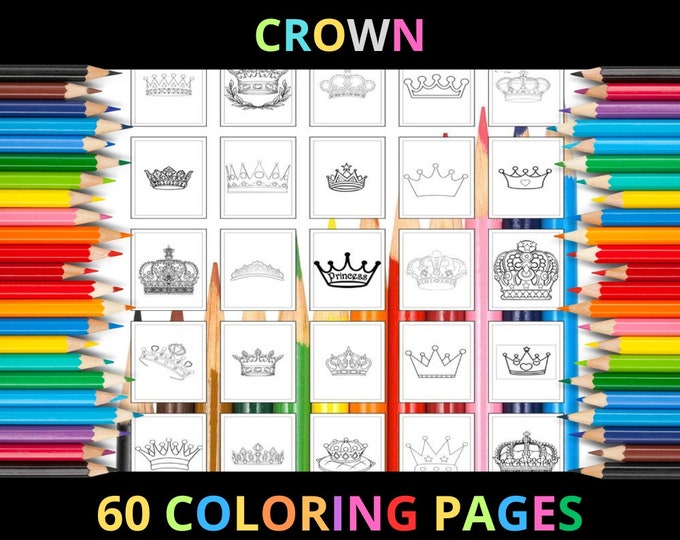 Crown Coloring Pages for Kids and Adults, 9 Coronation Coloring Sheets ...