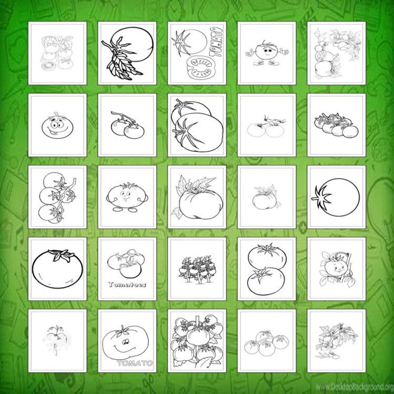 Printable Tomato Coloring Pages for Kids & Adults | 35 Pages | Instant ...