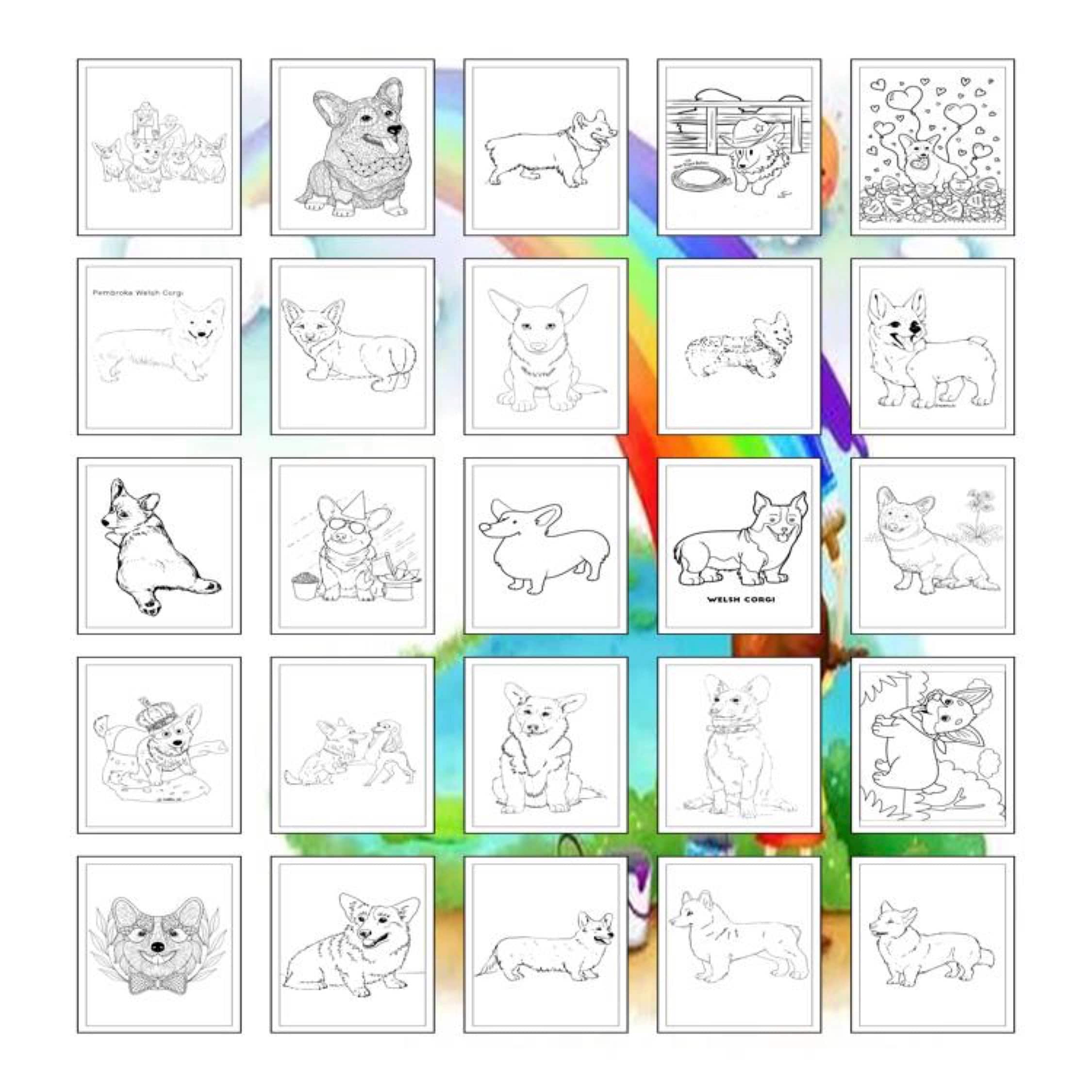 Printable Corgi Coloring Pages for Kids & Adults 30 Pages Instant ...