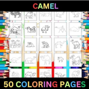 Printable Camels Coloring Pages for Kids & Adults 50 Pages Instant ...