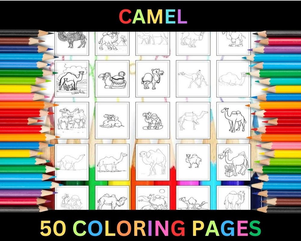 Printable Camels Coloring Pages for Kids & Adults | 50 Pages | Instant ...