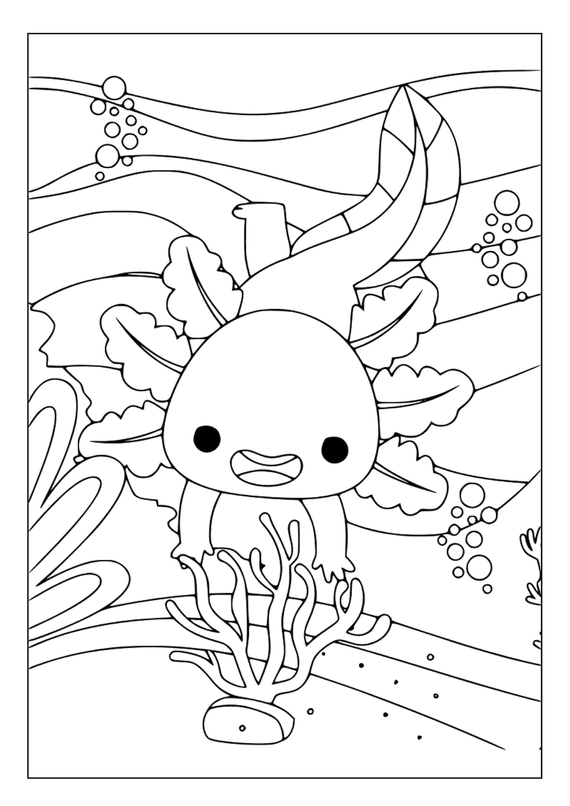 Printable Axolotl Coloring Pages for Kids and Adults 85 Pages Instant ...