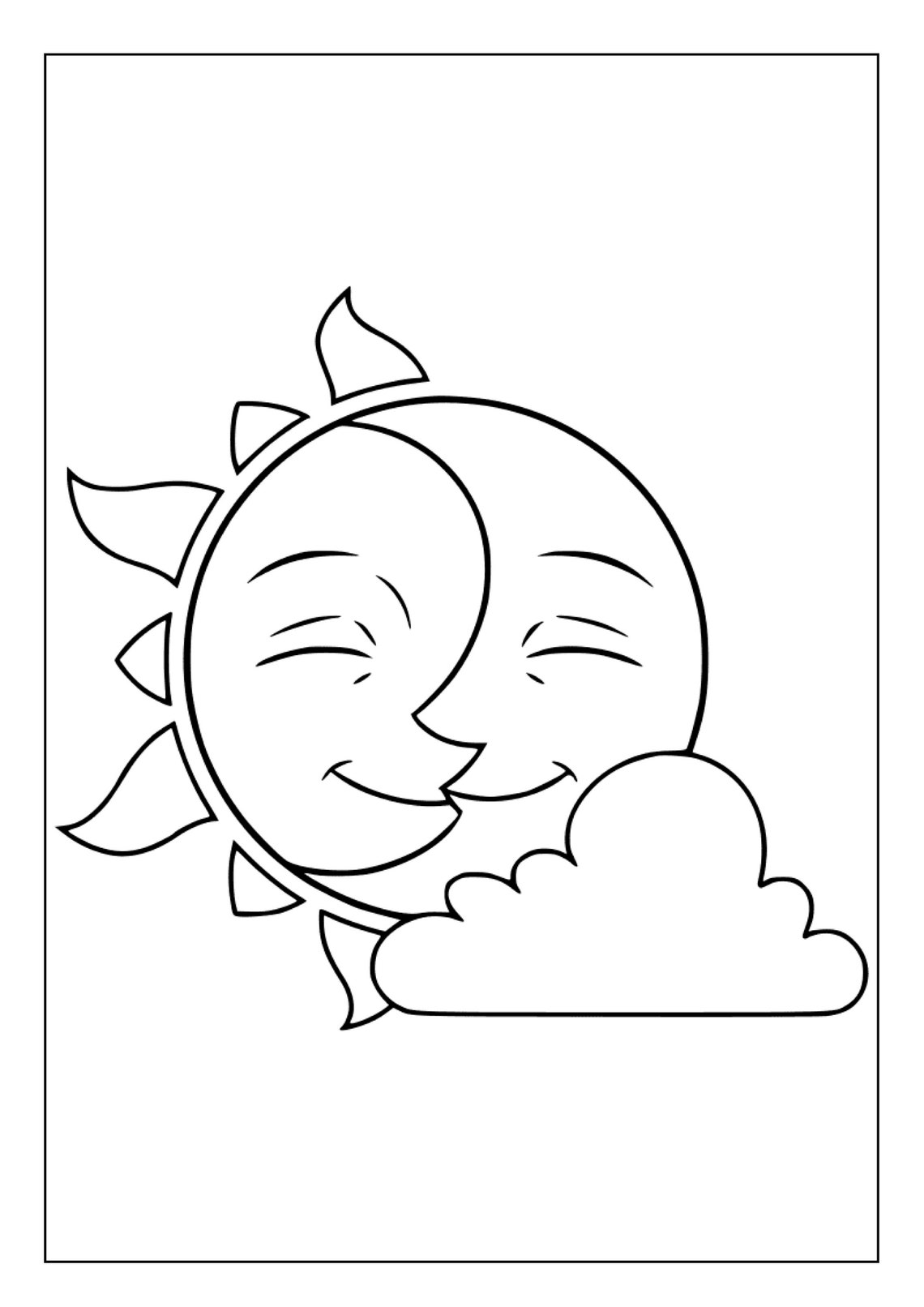 Printable Sun & Moon Coloring Pages for Kids and Adults 180 - Etsy