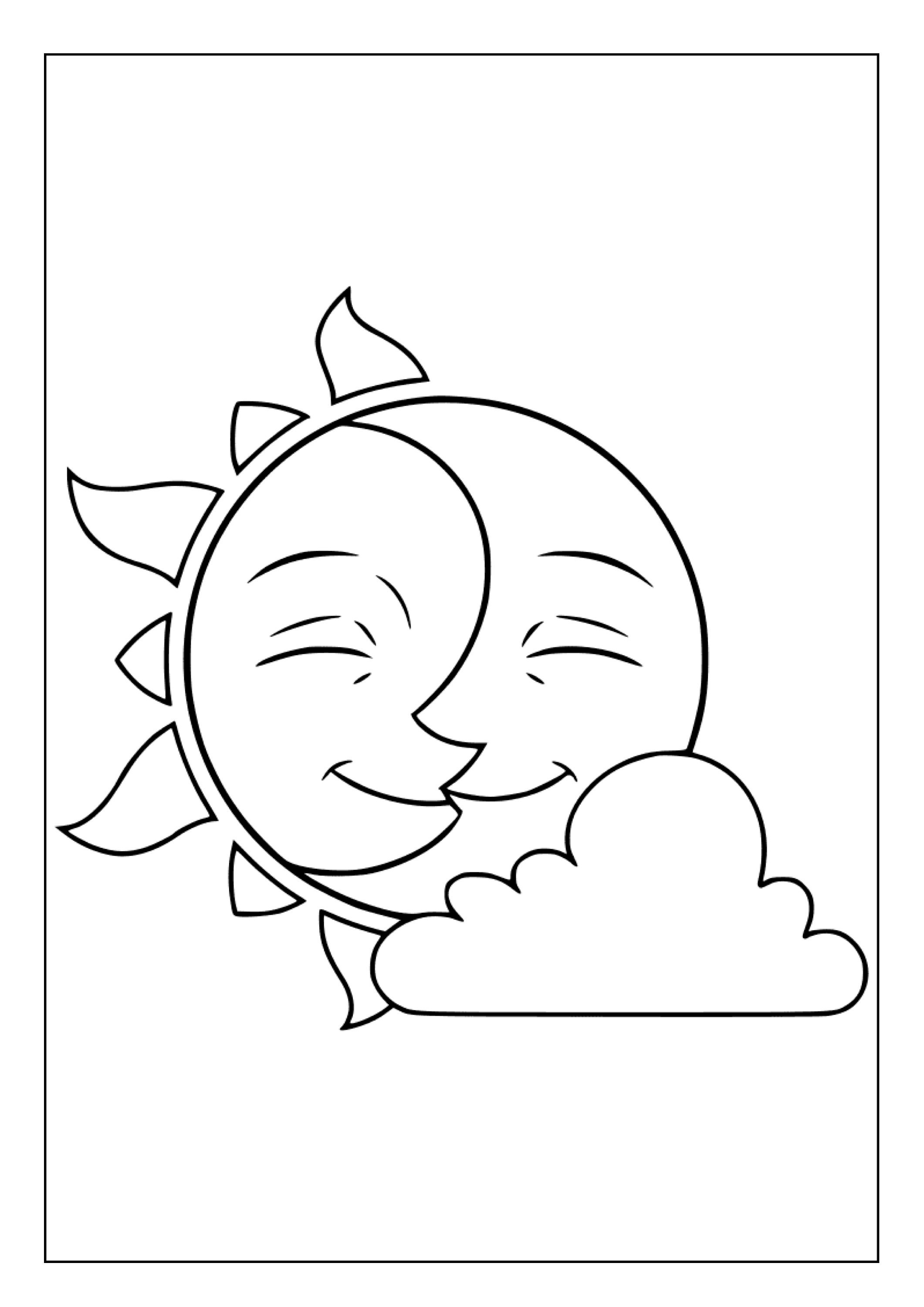 Printable Sun & Moon Coloring Pages for Kids and Adults | 180 Pages ...
