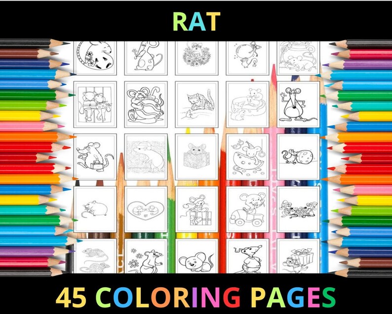 Printable Rats Coloring Pages for Kids and Adults 45 Pages Instant ...